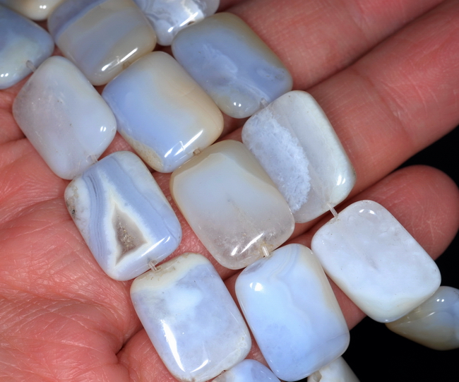 18X13MM CHALCEDONY BLUE AGATE GEMSTONE RECTANGLE LOOSE BEADS 16" | eBay