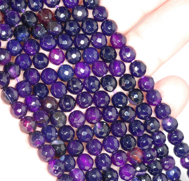 6MM DARK PURPLE AGATE GEMSTONE FACETED ROUND LOOSE BEADS 14.5" | eBay