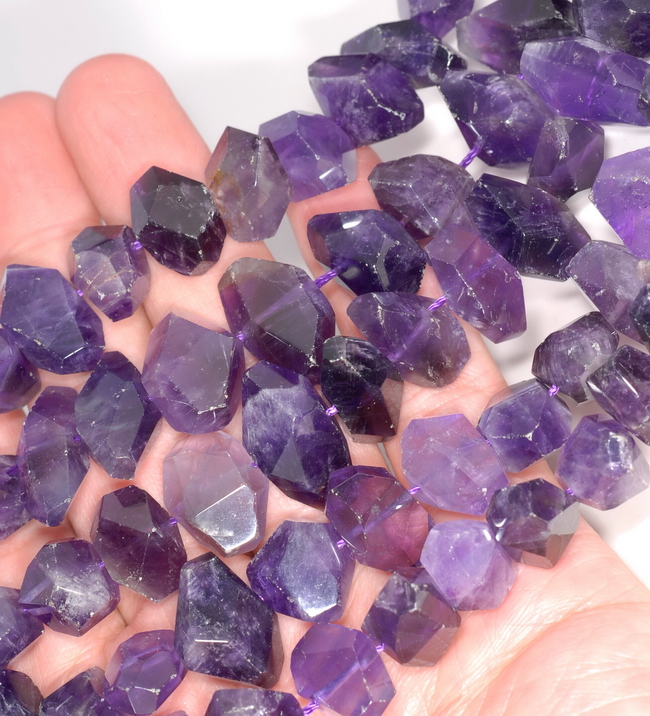 20X13-15X11MM DARK PURPLE AMETHYST GEMSTONE FACETED NUGGET LOOSE BEADS ...