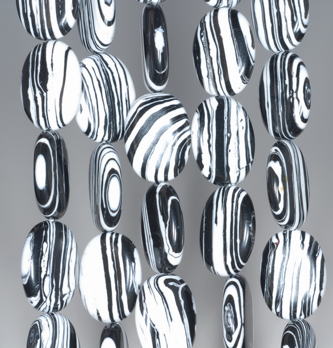 16X12MM BLACK WHITE MATRIX TURQUOISE GEMSTONE OVAL LOOSE BEADS 7.5" | eBay